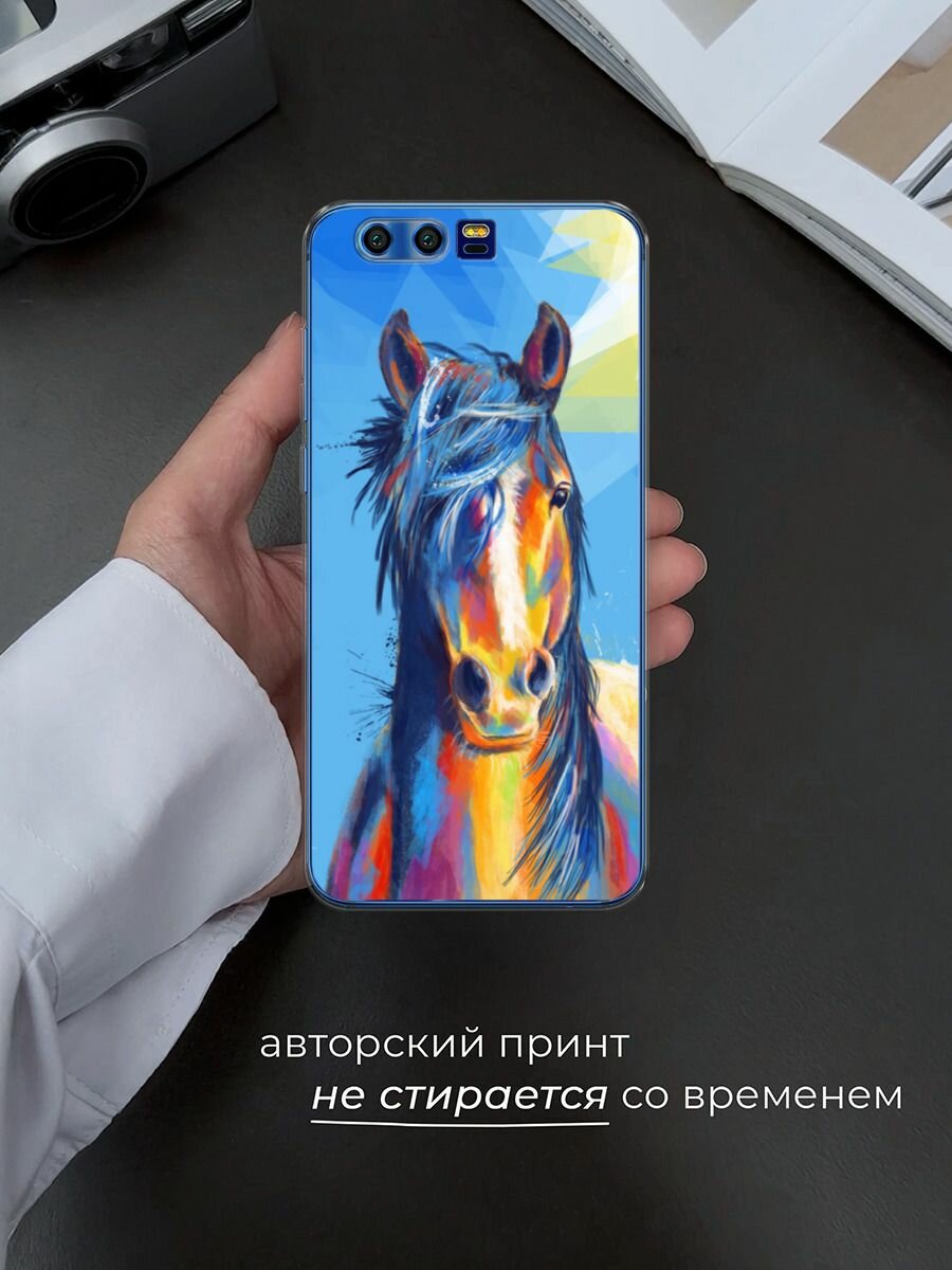 Силиконовый чехол на Honor 9 / Хонор 9 с принтом "Лошадь арт 3" — фото 1