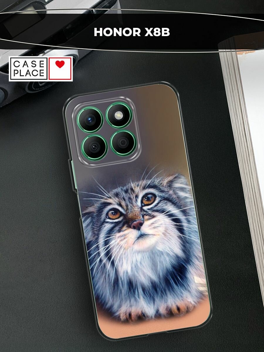 Силиконовый чехол на Honor X8B / Хонор X8B с принтом "Кот манул 2"