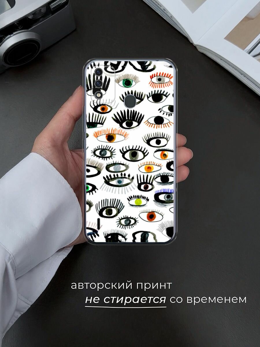 Силиконовый чехол на Itel A48 / Ител А48 с принтом "Глаза акварель" — фото 1