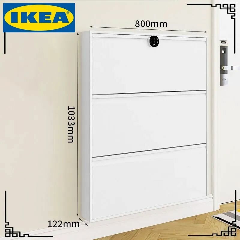 Стальной ультратонкий шкаф для обуви, шкаф для домашнего хранения в больших помещениях,103,80, белый