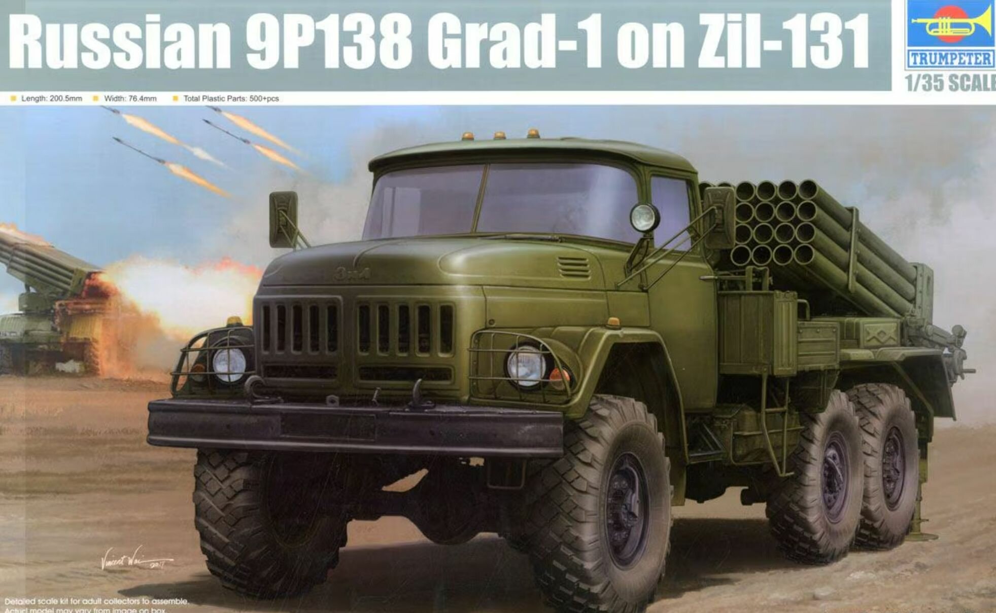 Trumpeter 01032 1/35 Россия 9P138 Grad-1 on Zil-131 сборная модель Грузовик