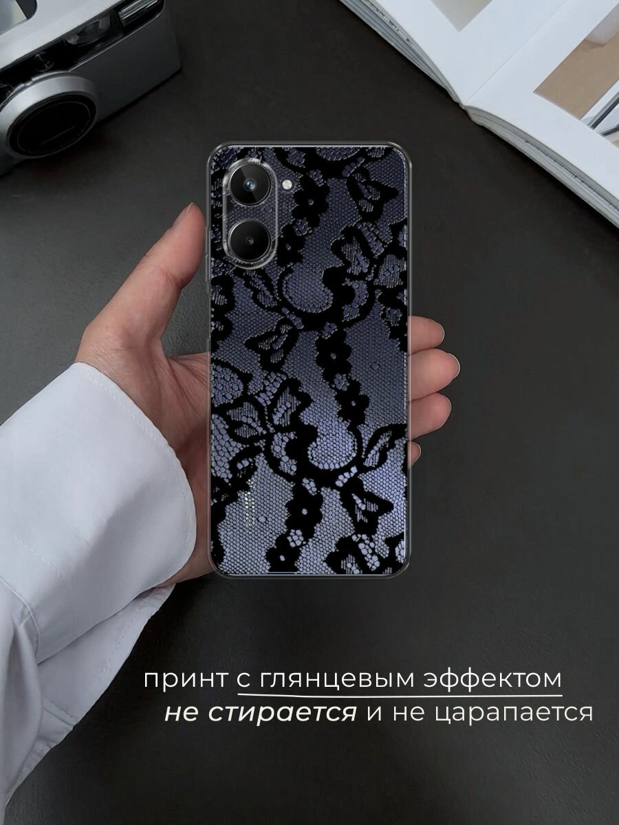 Чехол на Realme 10 4G / Реалми 10 4G с принтом "Черная сетка 2" — фото 1
