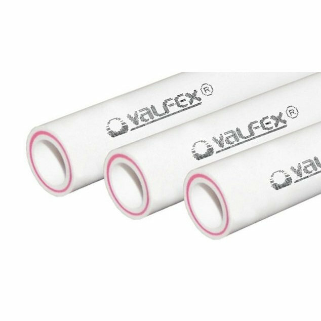 Труба для водоснабжения Valfex полипропиленовая, 40x5.5 мм, SDR 7.4, PN 20, PPR, армированная стекловолокном, белая, хлыст 2 м