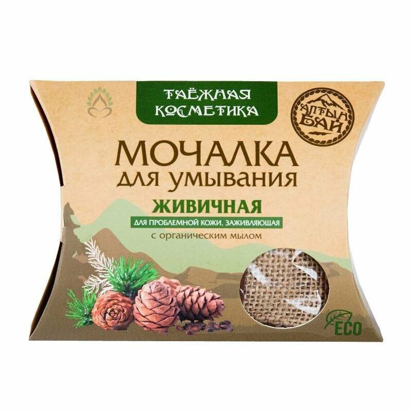 Мочалка для умывания Алтын Бай "Таежная косметика", Живичная, льняная, 60 г