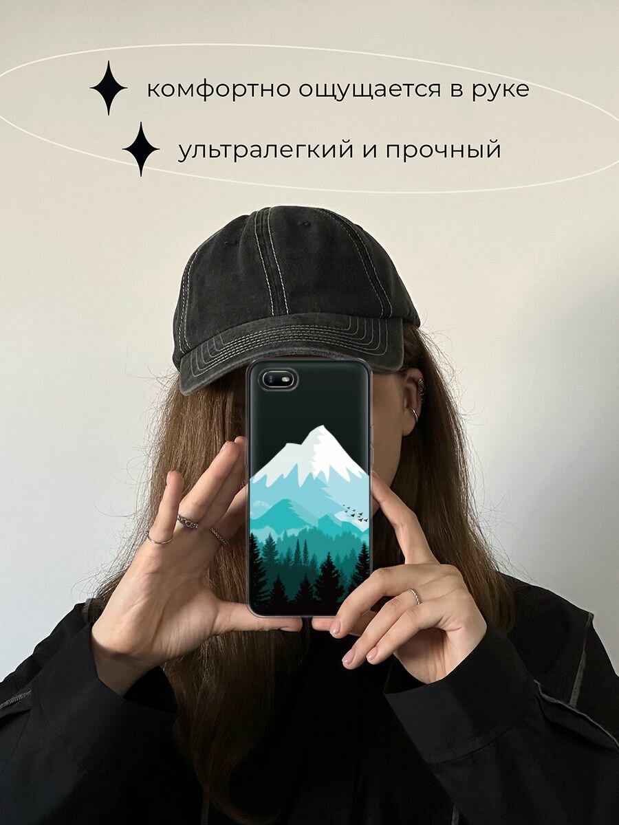 Чехол на Oppo A1k / Оппо А1к с принтом "Синяя снежная гора", прозрачный — фото 1