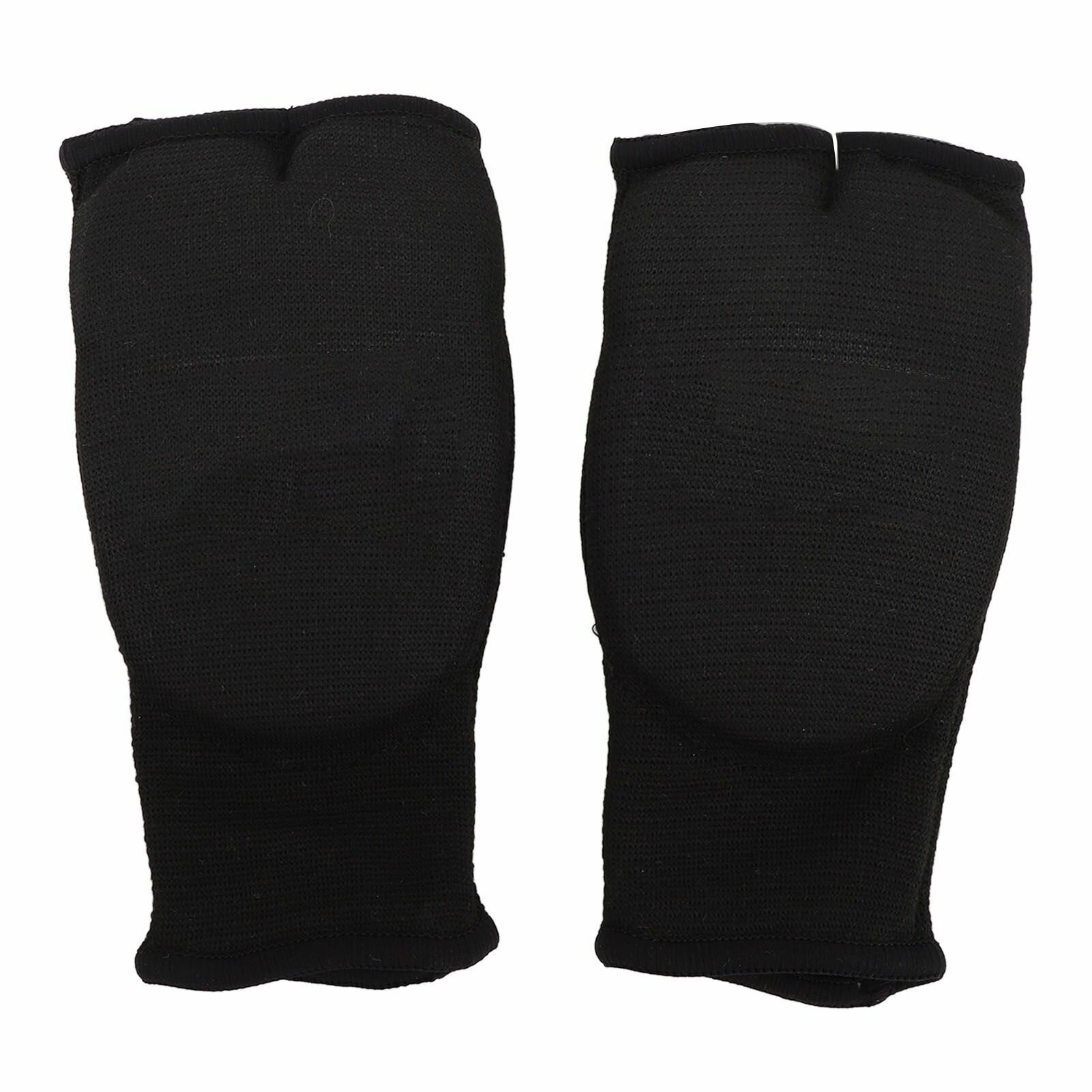 Боксерские перчатки, бинты для рук, нейлоновые гелевые противоскользящие боксерские внутренние перчатки с половиной пальцев для мужчин и женщин, для кикбоксинга, боев, тренировок, черные, S