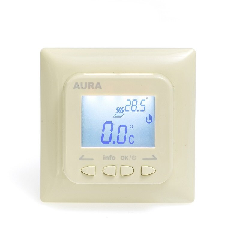 Терморегулятор Aura LTC 730 кремовый, для теплого пола, программируемый