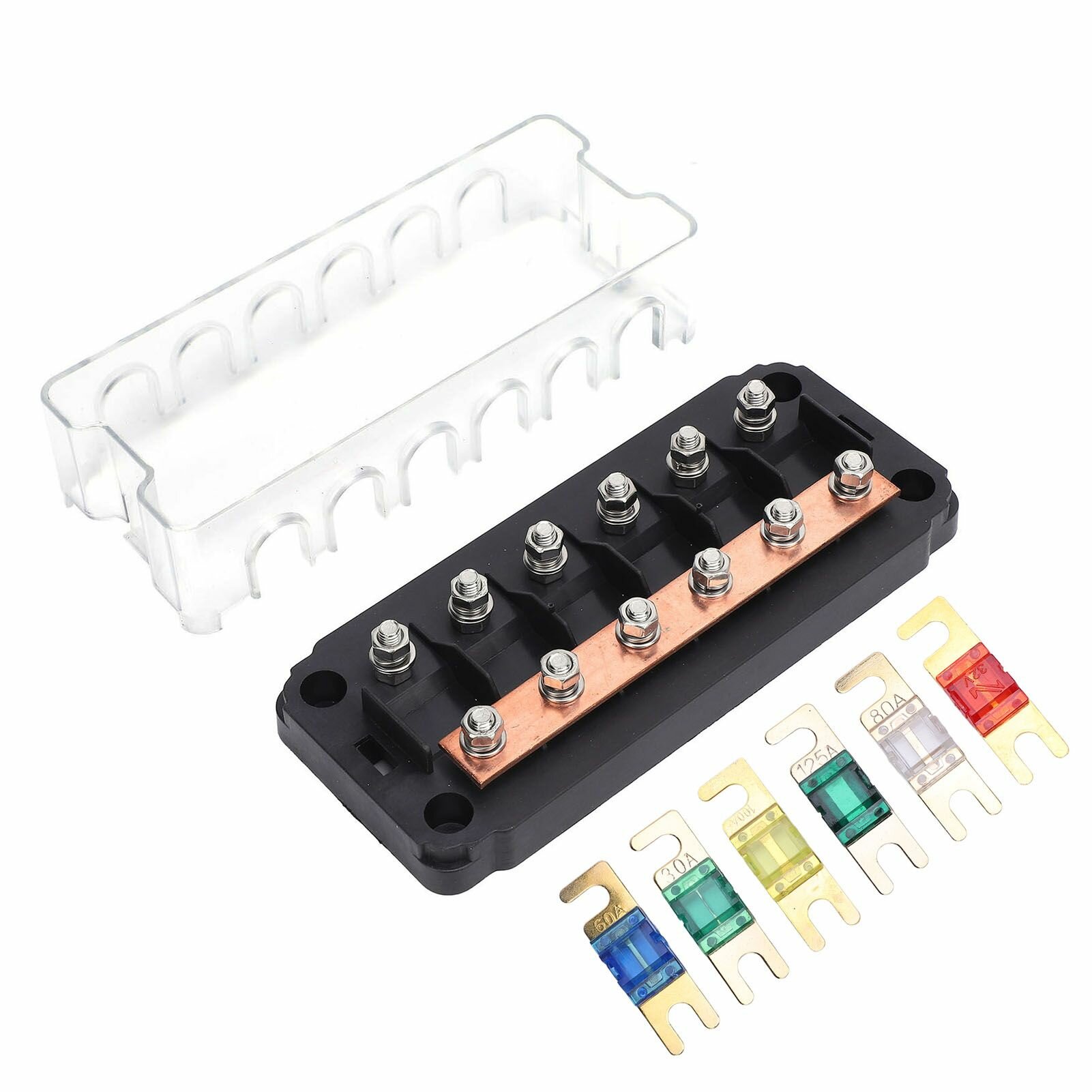 Панель предохранителей цепей 6-контактная MEGA AMG 30A 50A 60A 80A 100A 125A Болтовое крепление панели предохранителей для лодки
