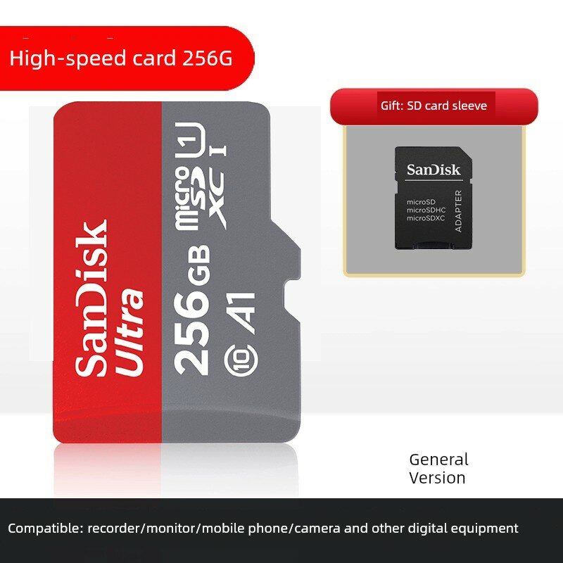 SanDisk A1 Class 256GB Высокоскоростная Микро SD карта для автомобильного DVR с чехлом и коробкой
