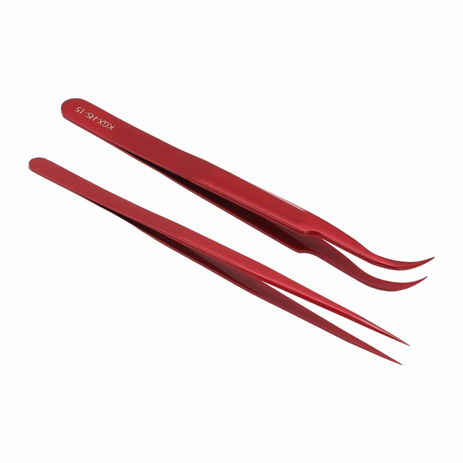 Набор пинцетов из алюминиевого сплава, изогнутая прямая головка, антимагнитный пинцет для пайки печатных плат, красный
