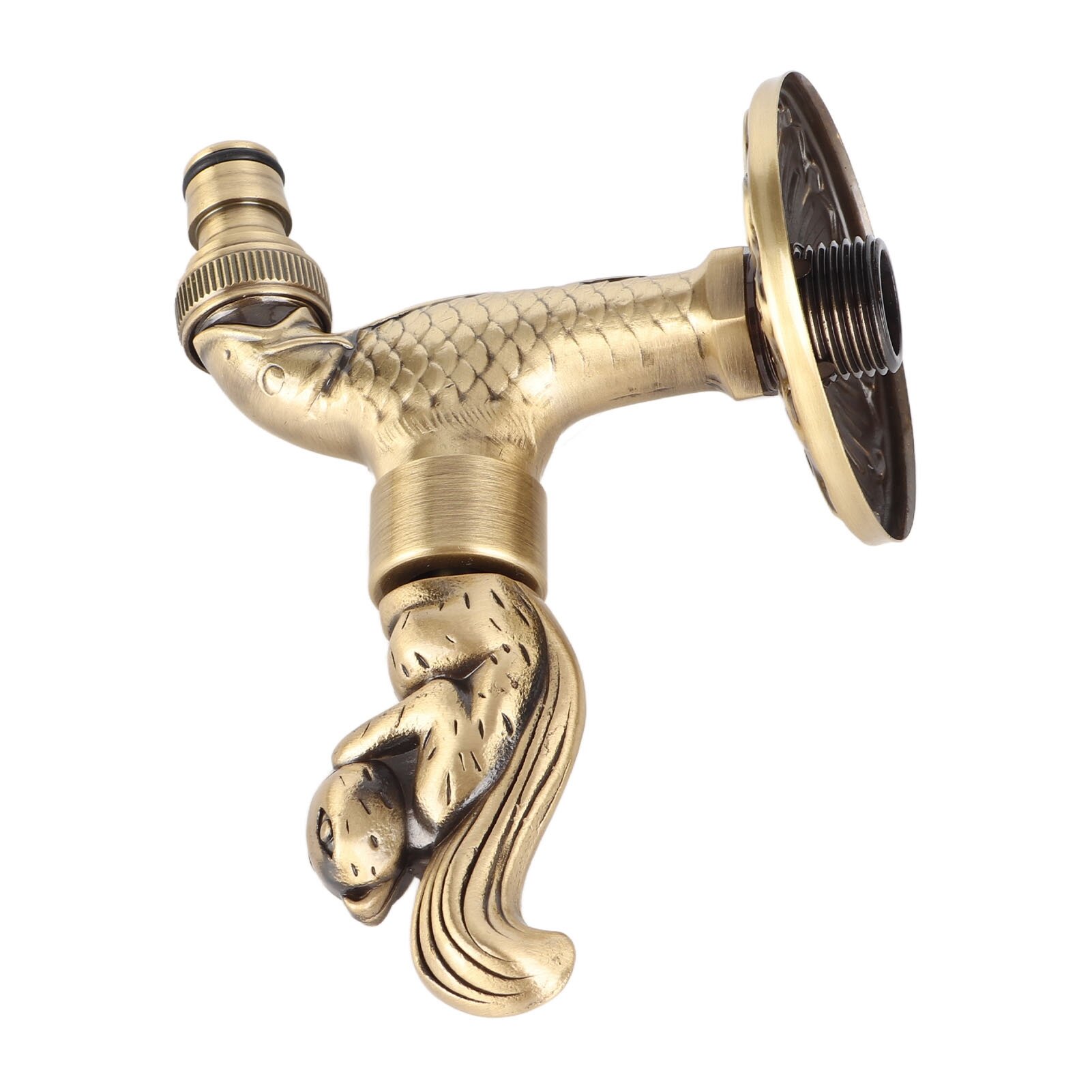 Антикварный резной кран бронзовый медный карп ретро антикоррозийный уличный садовый кран для туалета G1/2in белка
