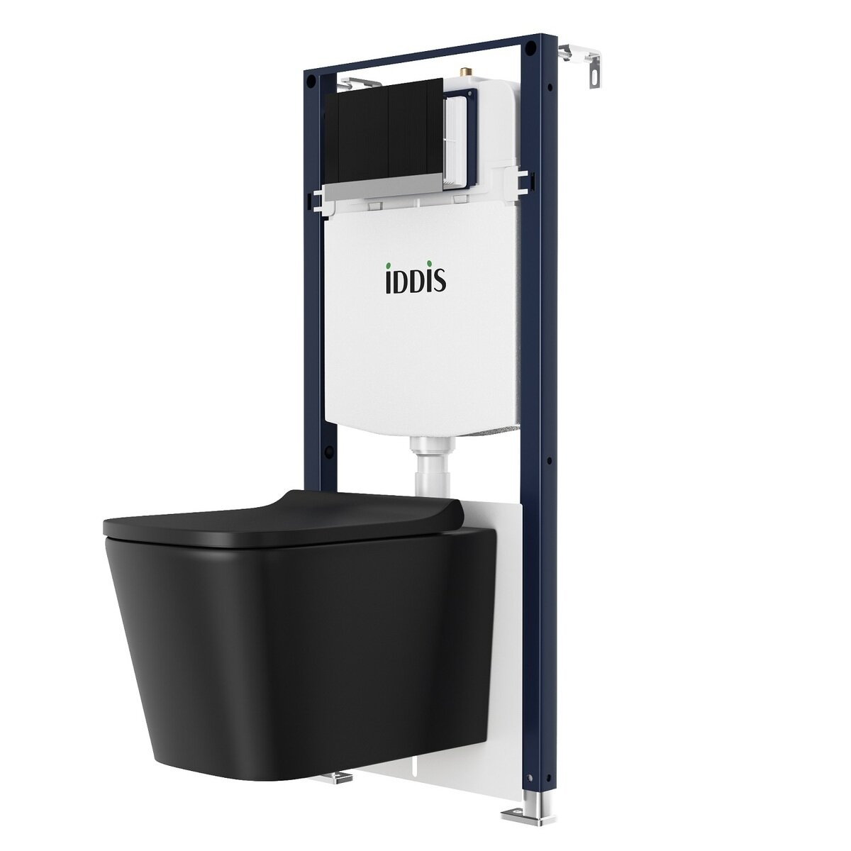 Комплект 3в1: инсталляция, подвесной унитаз черный и клавиша смыва черная IDDIS Basic BASBIBBi73