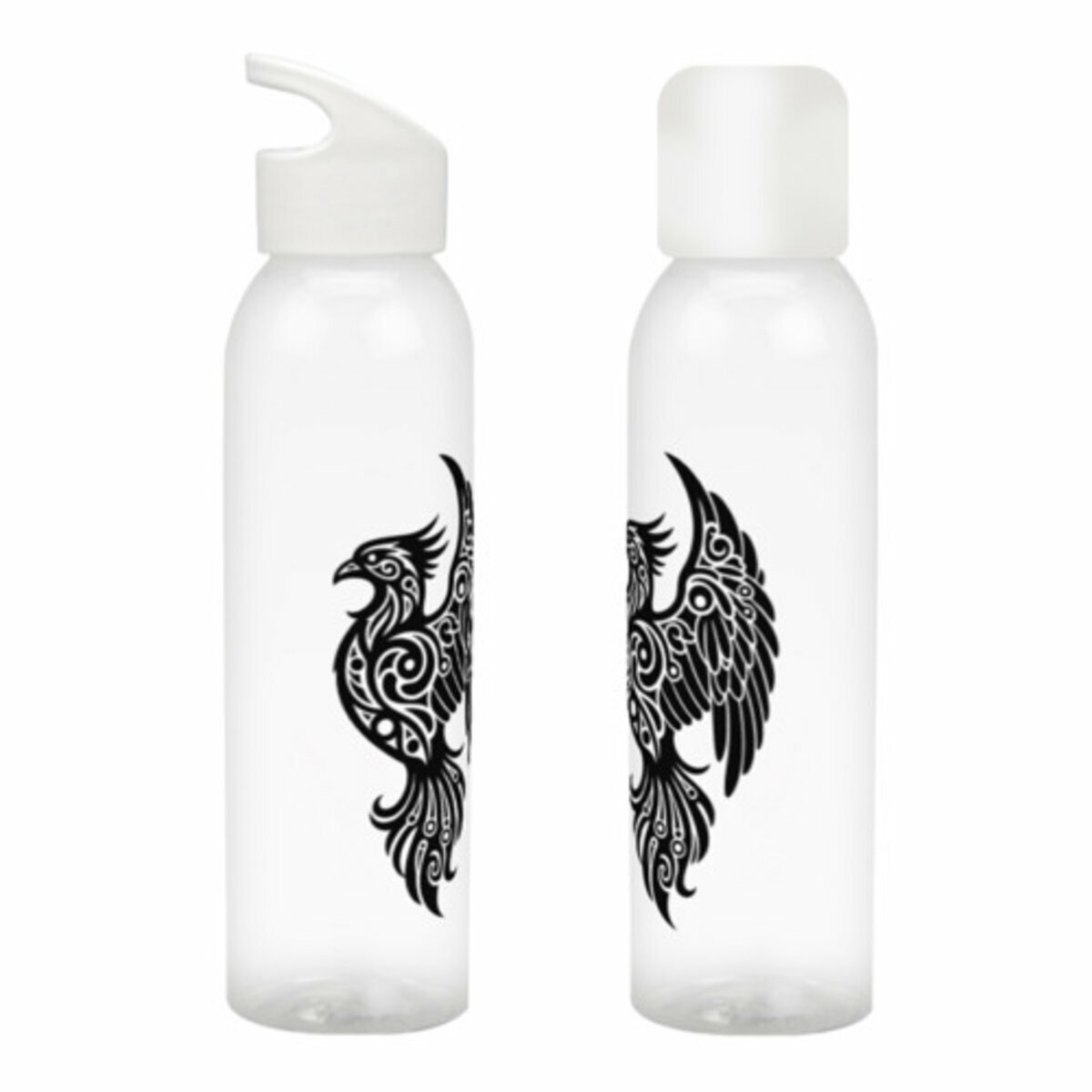 Бутылка для воды «Декоративная татуировка с птицей Феникс» (белый)