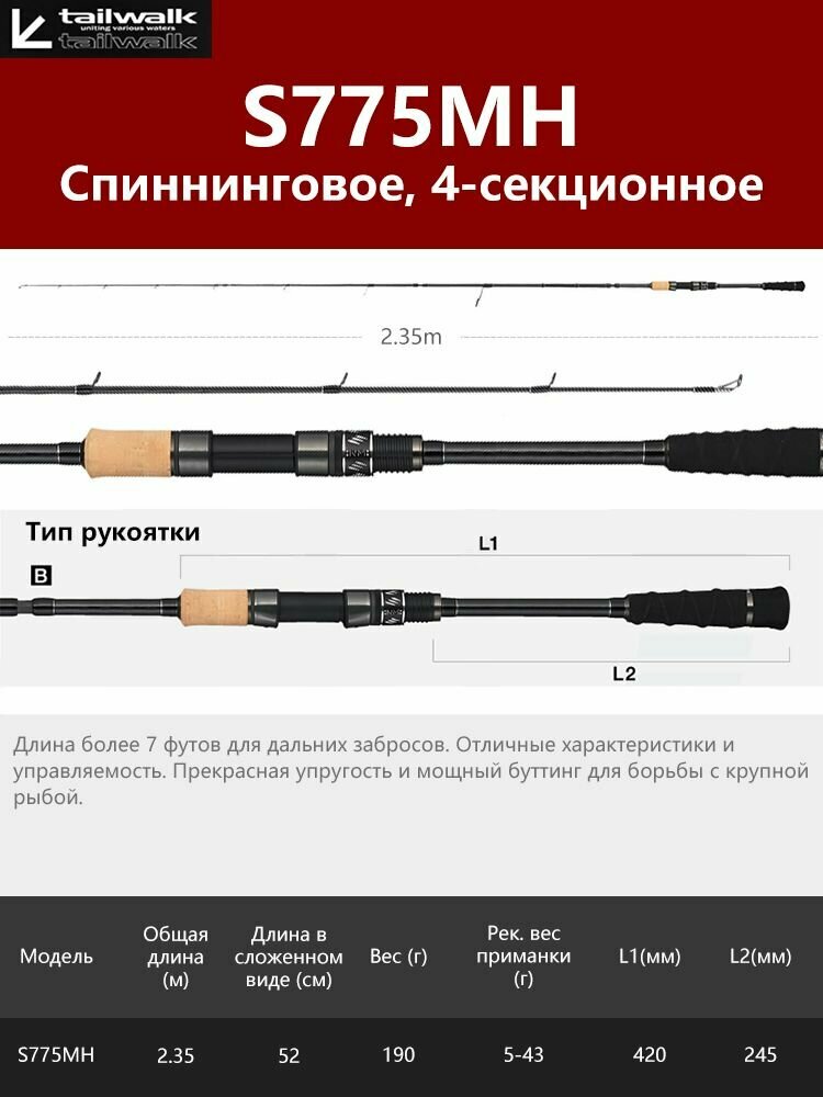 TAILWALK NAMAZON Удилище, карбоновое, портативное, многосекционное, для ловли крупной рыбы