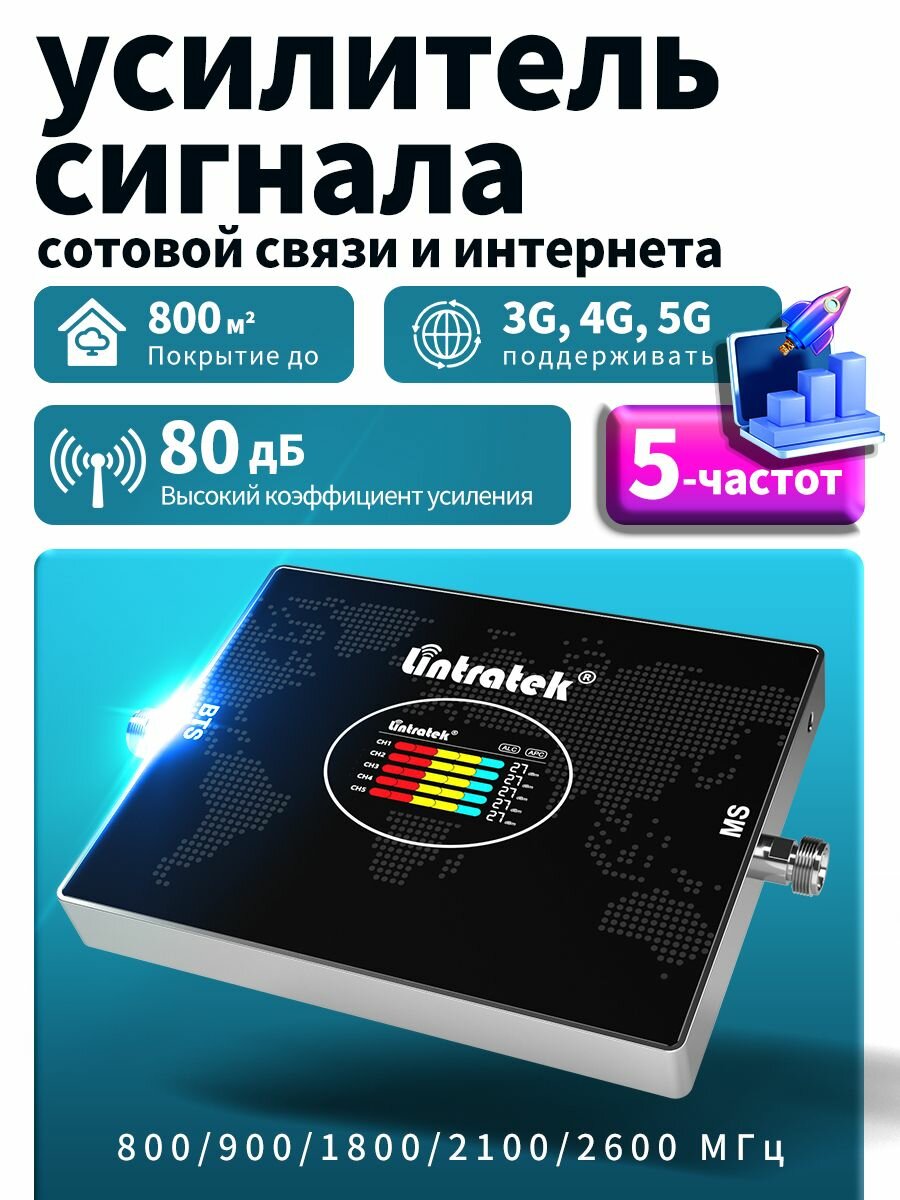 Lintratek 2G 3G 4G 5G Усилитель сигнала сотовой связи 800 900 1800 2100 2600