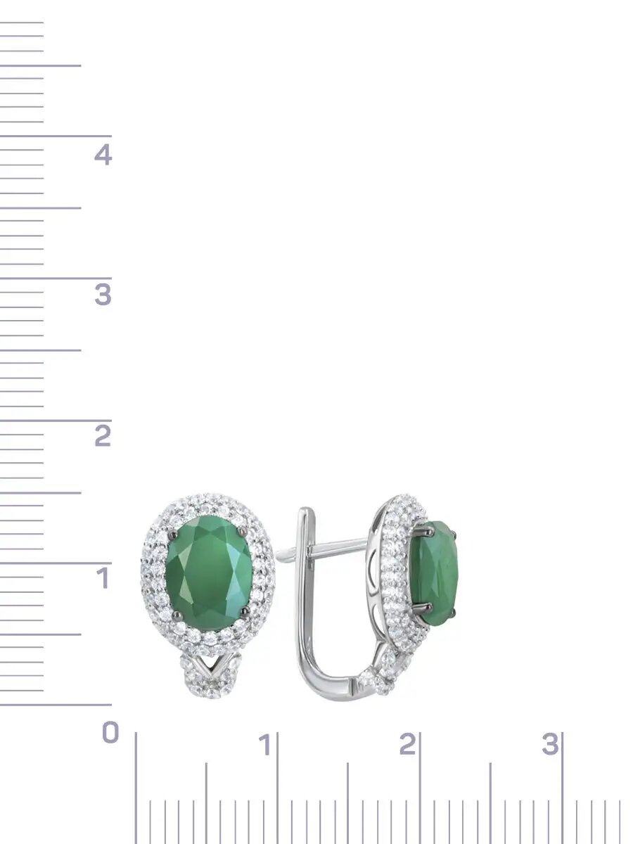 Серьги VALTERA, серебро, 925 проба, фианит, халцедон синтетический, , серебристый — фото 1