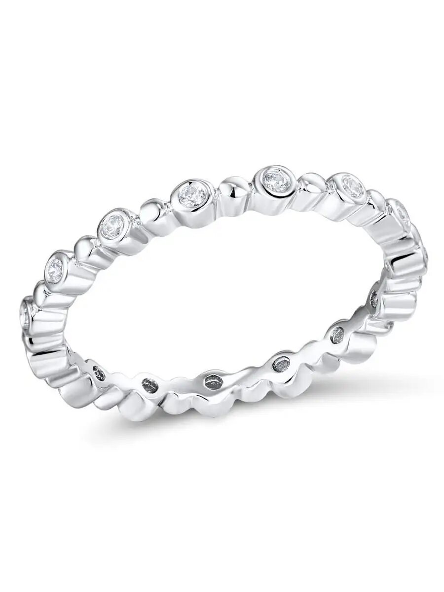 Кольцо тонкое, серебро, 925 проба, фианит