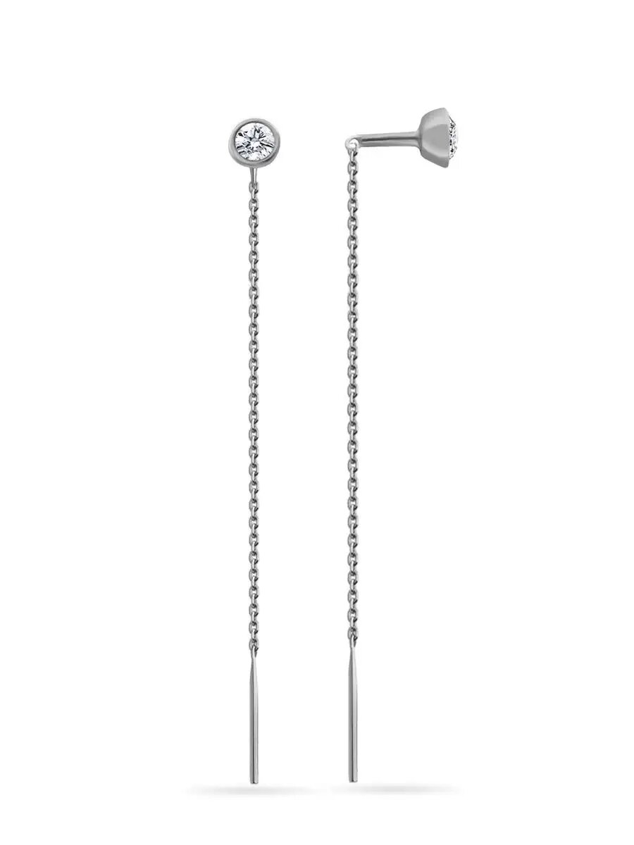 Серьги, серебро, 925 проба, кристаллы Swarovski