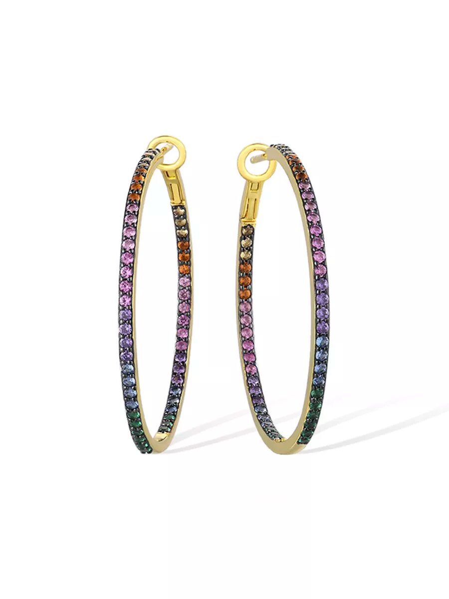 Серьги конго, серебро, 925 проба, фианит