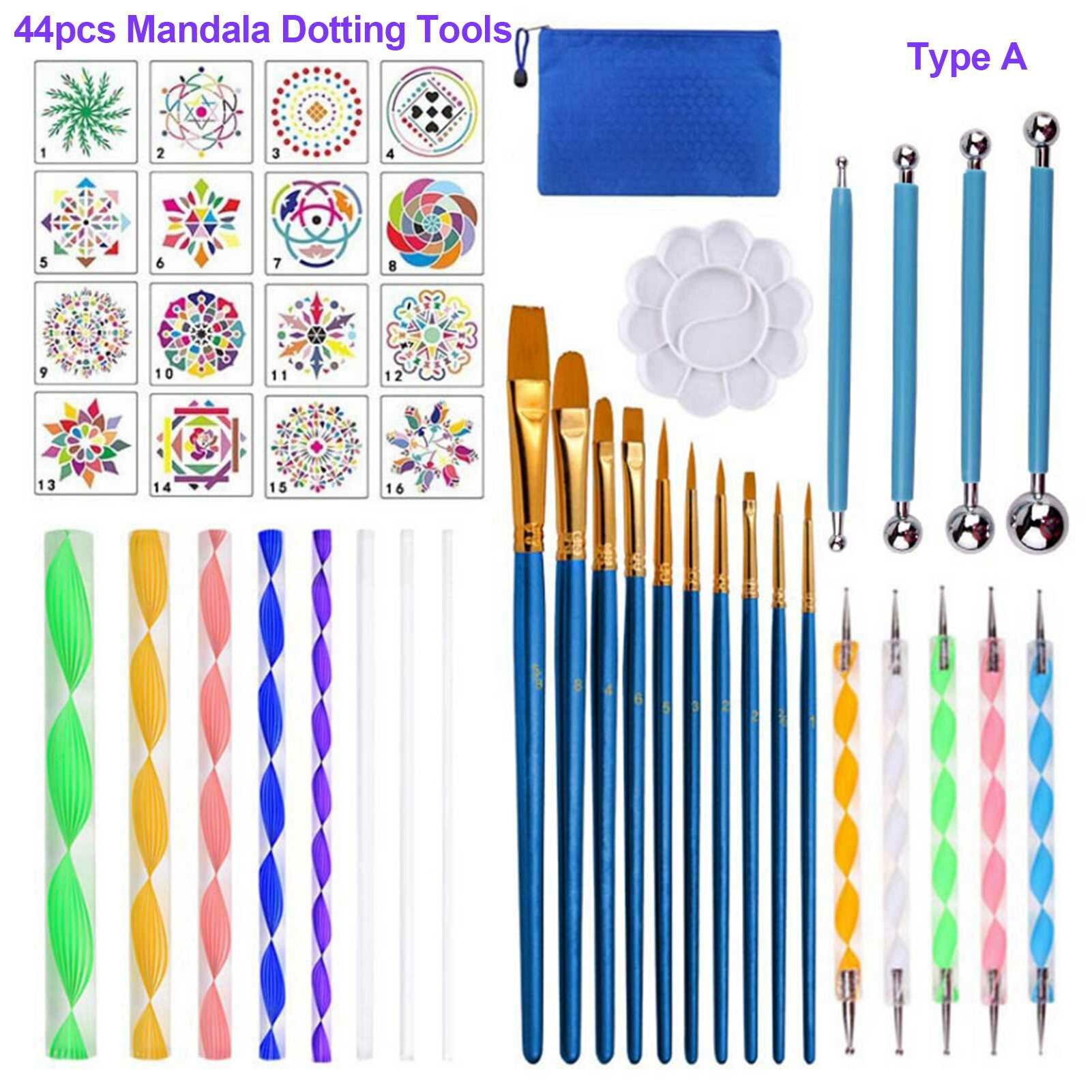 44 Piece Mandala Dotting Tools Diy рисовать трафареты шариковые палитра кисти многофункциональный комплект точки для холст