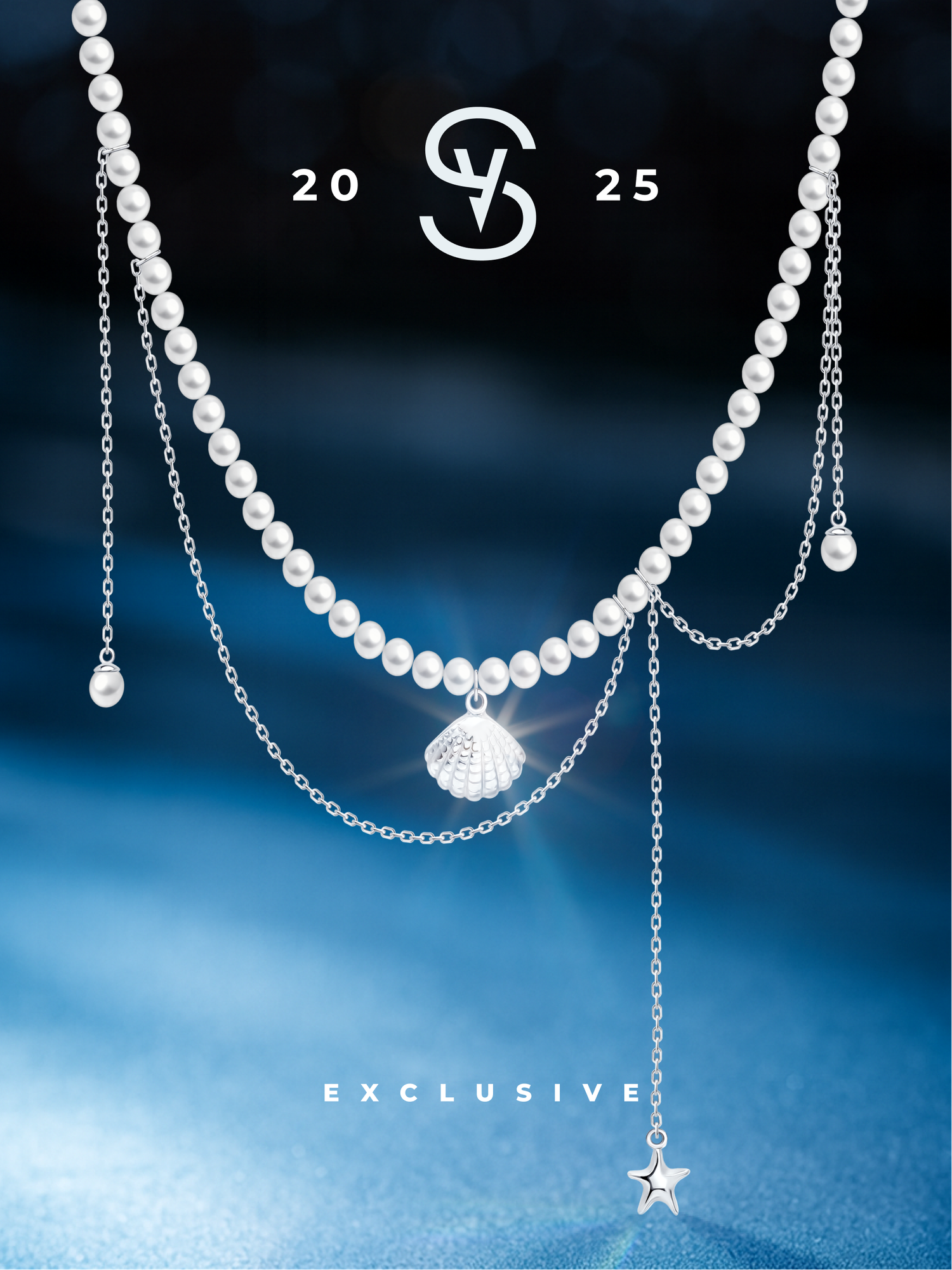 Колье, серебро, 925 проба, родирование, жемчуг имитация