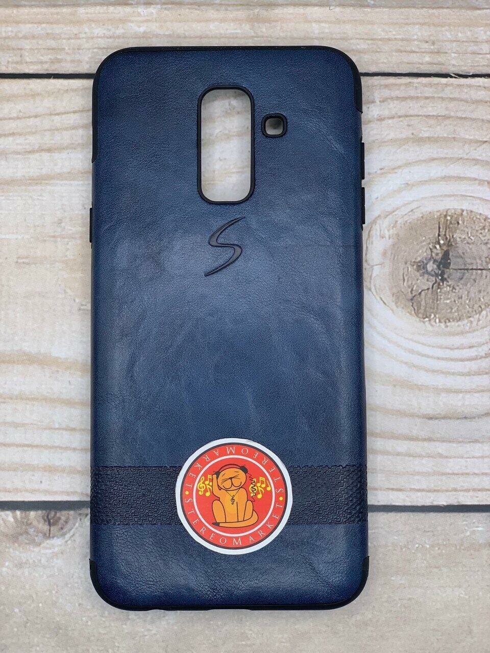 Защитый чехол Leather Case, для смартфона Samsung A6 Plus, цвет синий