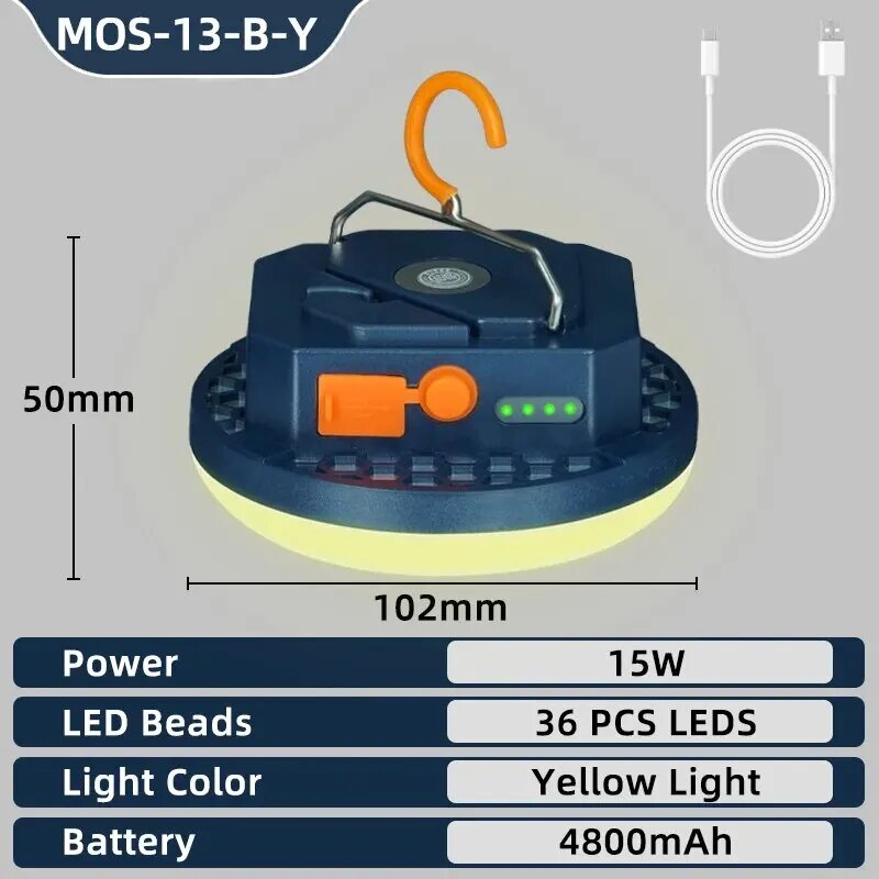 Фонарь MOSLIGHTING 15W, 36 LED, Yellow Light, 4800mAh