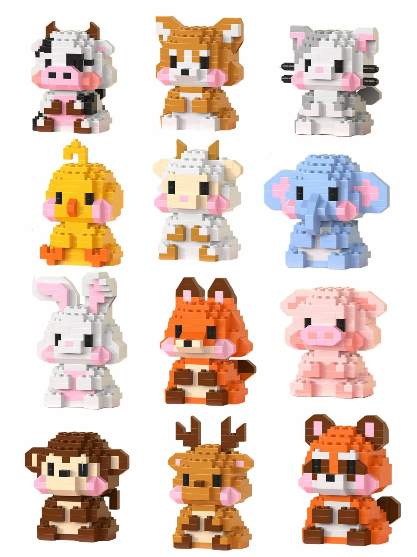 Мини-конструктор, 3D фигурка/игрушка из мультиков, 12 шт