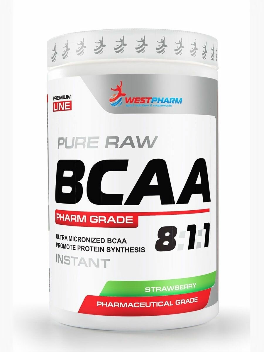 WestPharm BCAA 8:1:1 порошок со вкусом Клубника / 400 гр, 80 порций