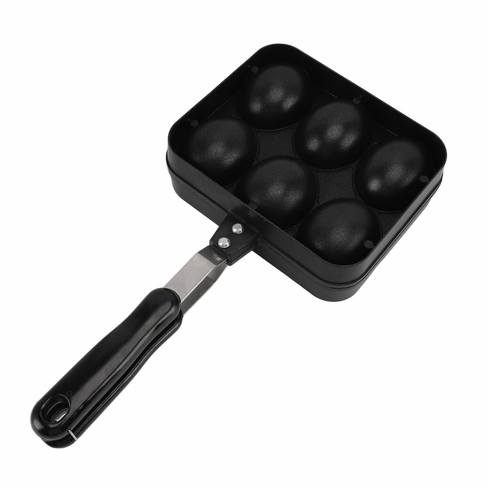 Двусторонняя сковорода-гриль такояки, 6 отверстий с антипригарным покрытием, сковорода-гриль такояки, кухонный инструмент для выпечки тортов, черный