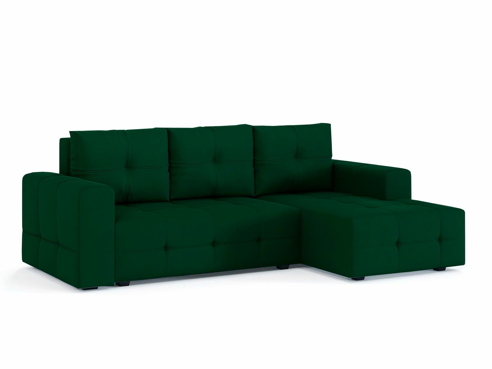 Угловой диван Прадо, еврокнижка, угол левый/правый, велюр Зара Малахит 33