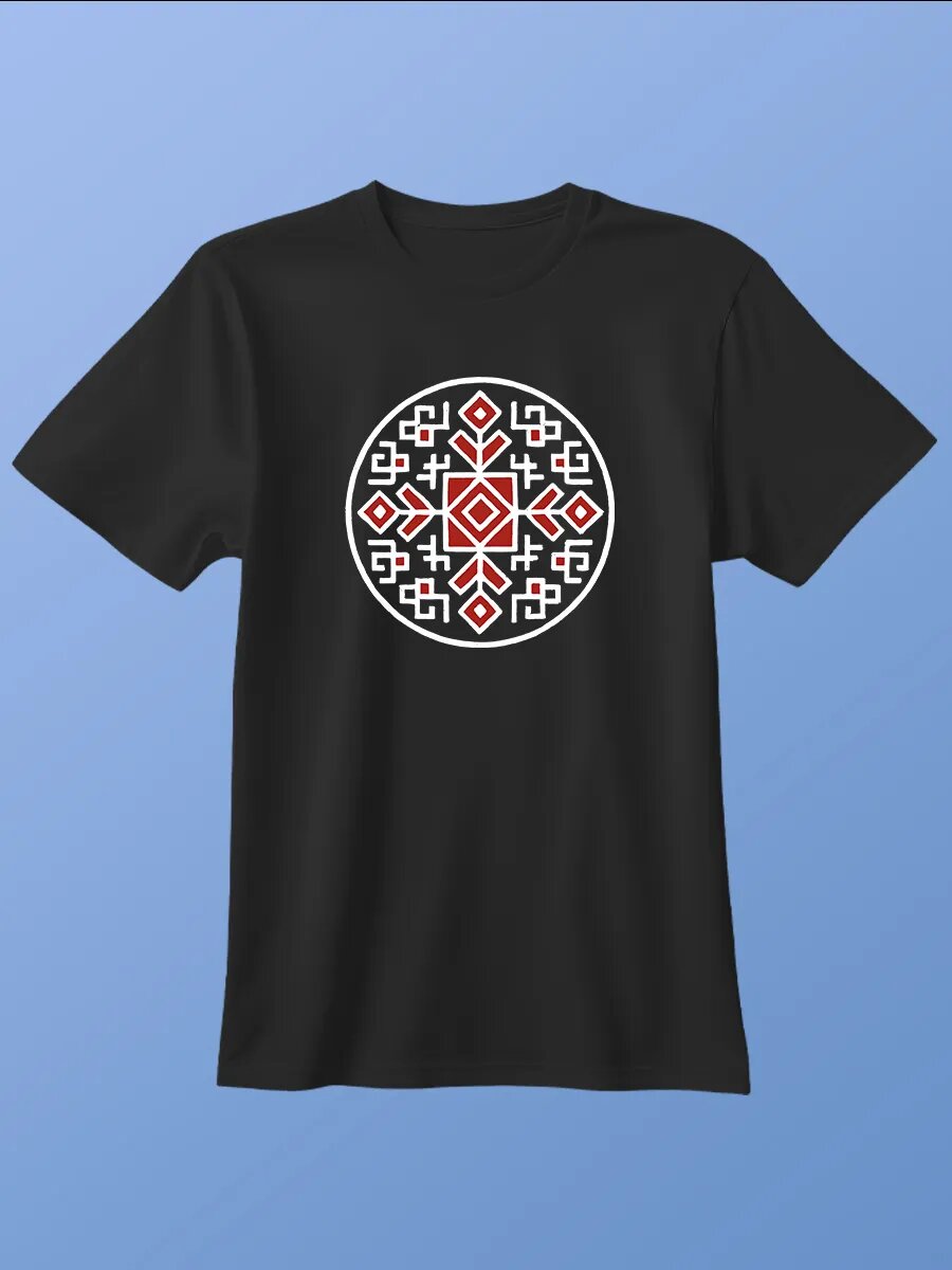 Футболка с узором в круге славянский орнамент