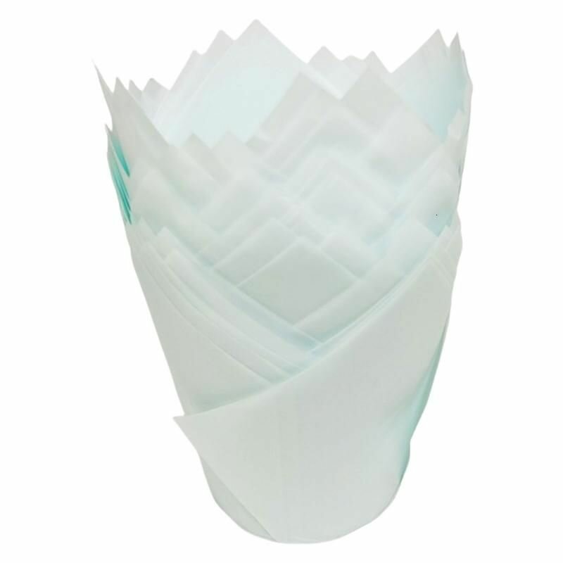 50peeces Элегантные тюльповские чашки для выпечки нефтяные чехлы для выпечки для различных случаев, Светло-голубой