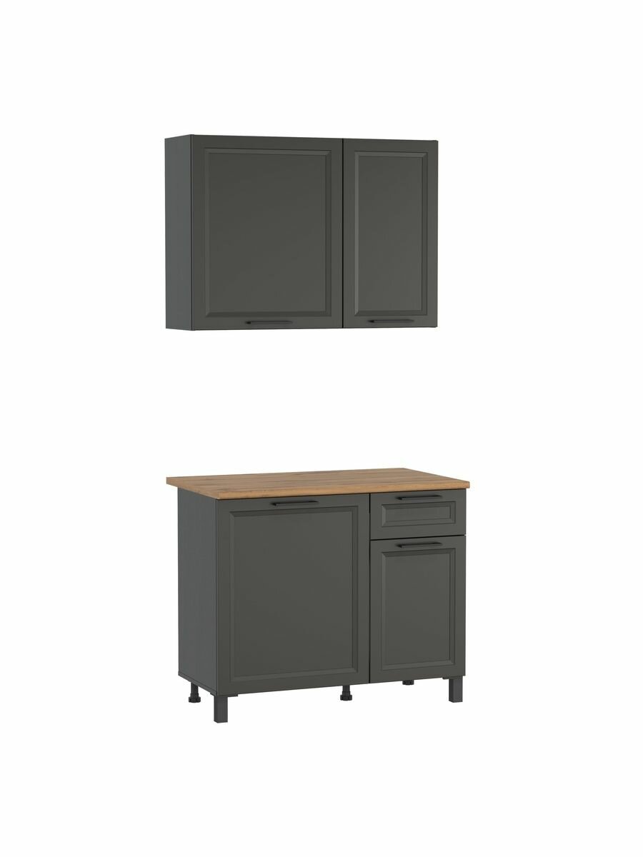 Кухонный гарнитур Римини 1м МДФ диамант серый со столешницей