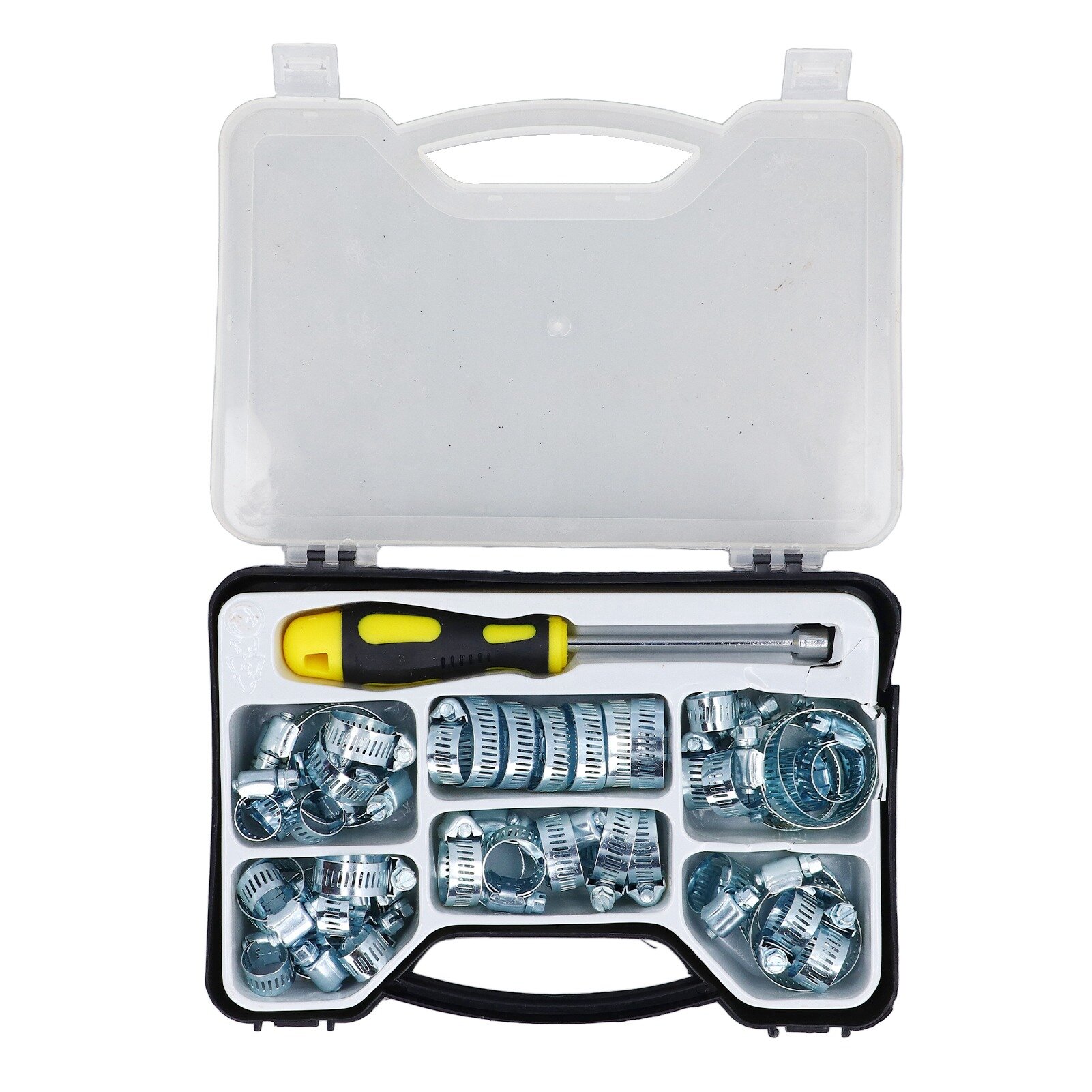 Набор из 49 хомутов для шлангов, регулируемые хомуты 13-44 мм, с шестигранной отверткой 8 мм для труб, топливопроводов.