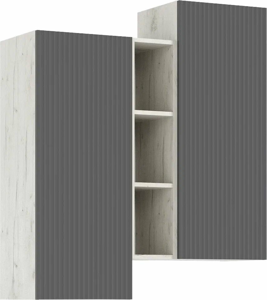 Шкаф подвесной комбинированный Оскар (Графит Софт NEW, Дуб Крафт Белый)
