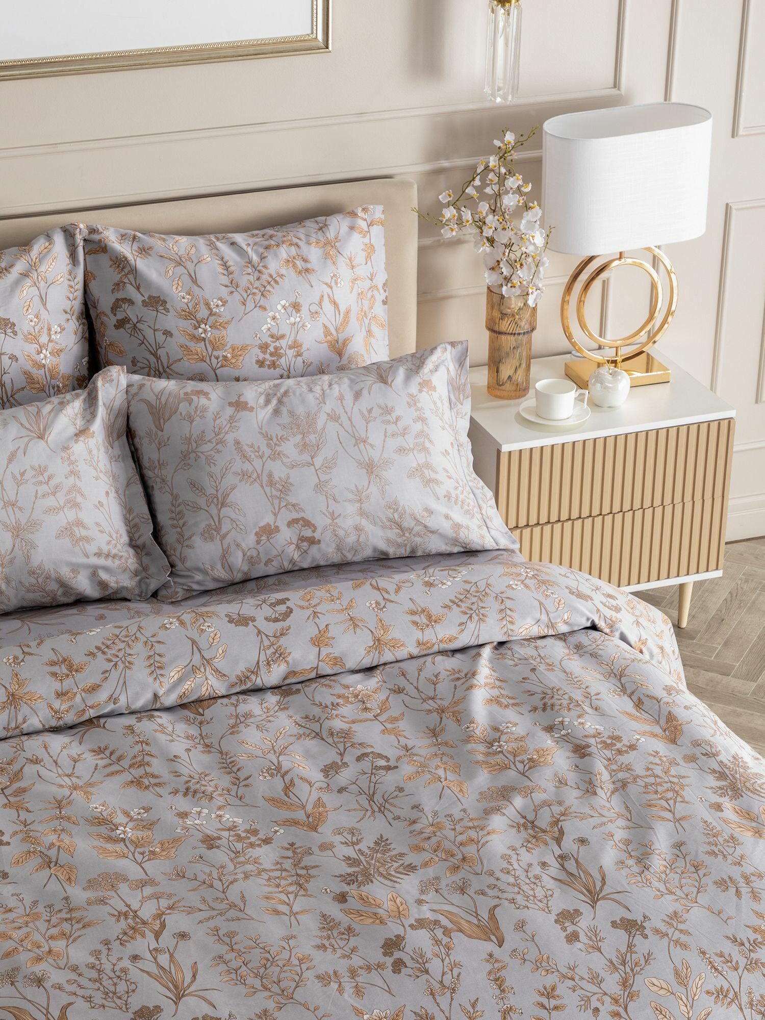КПБ 1.5 сатин "Cozy Home" (50х70) рис. 43144-1/43145-1 Золотые травы/Erbe dorate