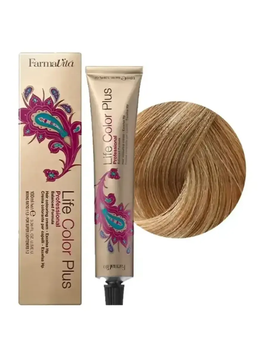 Краска для волос Farmavita Life Color Plus Prof, Перманентный краситель с низким содержанием аммиака, 9.00