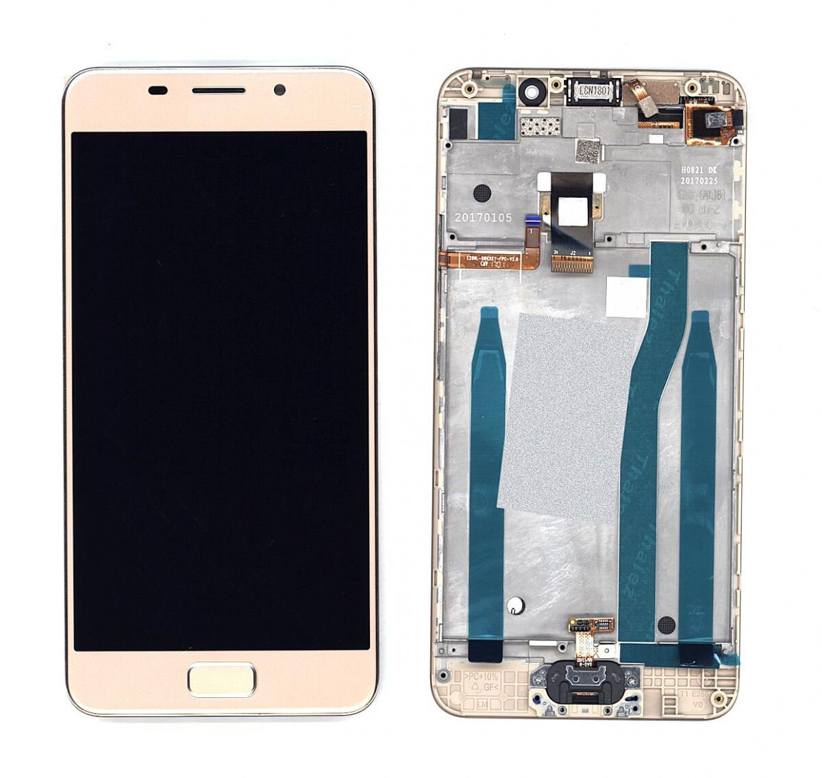 Дисплей (матрица + тачскрин) для Asus ZenFone 3s Max ZC521TL золотой с рамкой