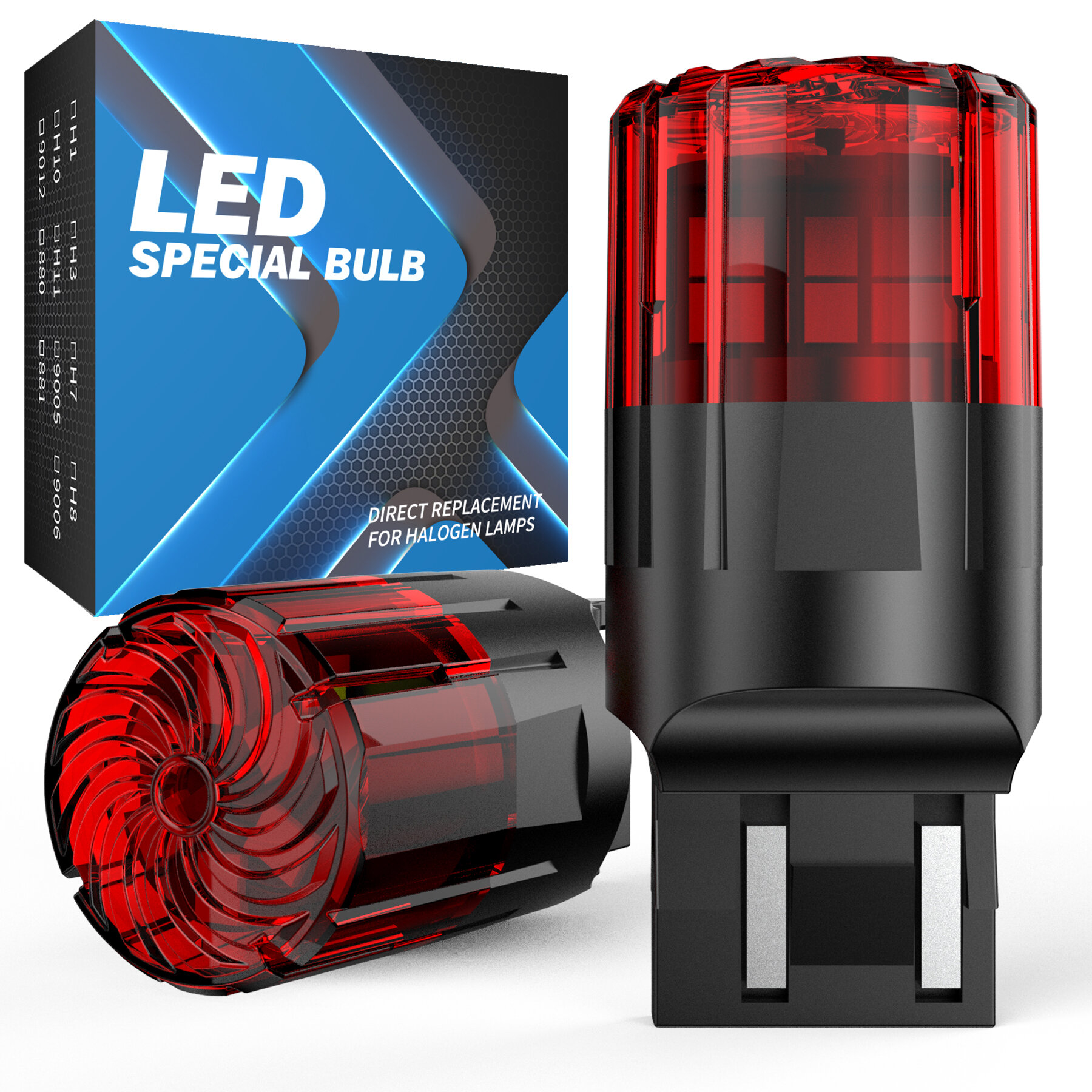 Светодиодная лампа W21/5W T20 7443 для заднего тормоза, указателя поворота, габаритных огней и дневных ходовых огней,2шт