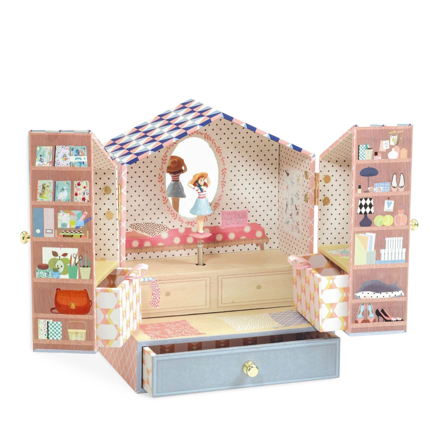 Музыкальная шкатулка Djeco "Волшебный сад" - Деревянная шкатулка для украшений, подарочная коробка, подарок для девочки