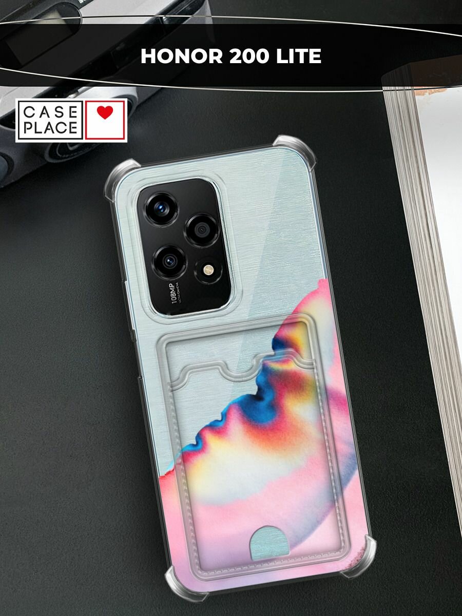 Чехол на Honor 200 Lite (Хонор 200 Лайт) с картой и принтом Розовая акварель