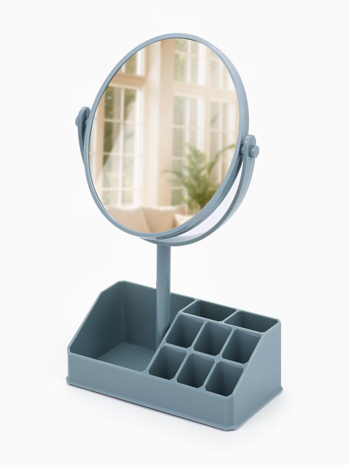 Зеркало с подставкой, с увеличением х2, двустороннее, 16.5×30.5 см, (13×16 см), микс