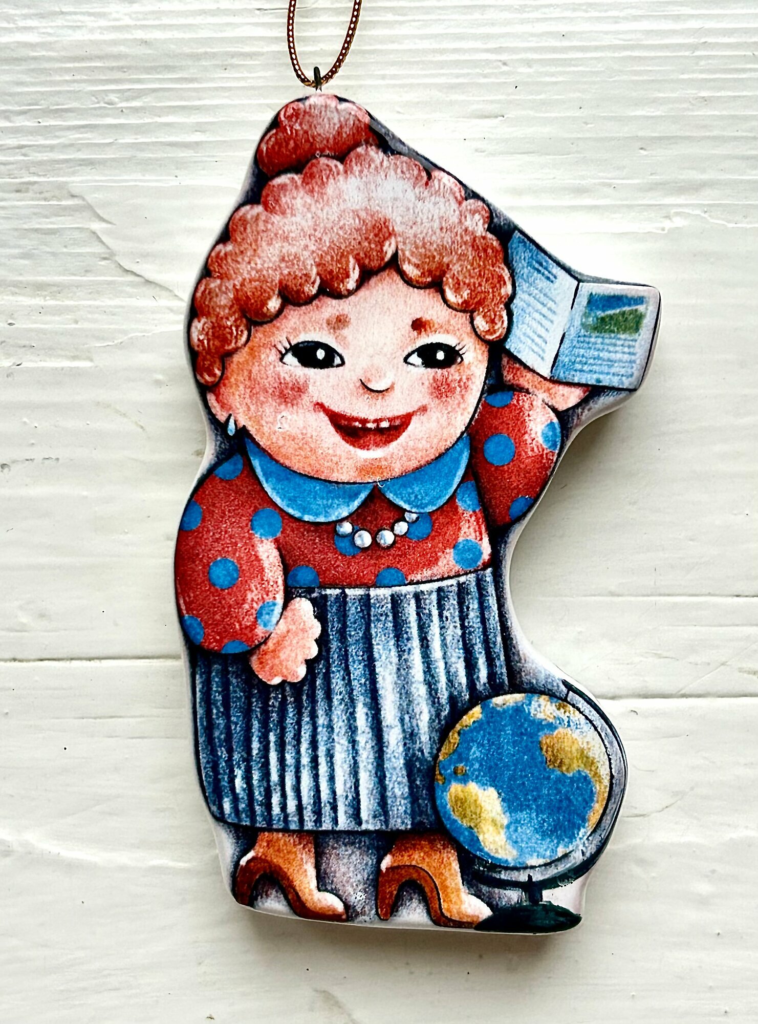 Елочная игрушка Мастерская майолики "Учитель", керамика, 9x5,5 см