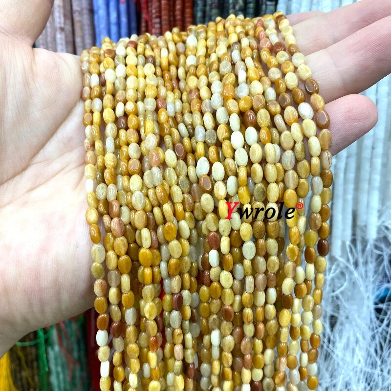 Плоский рисовый овальный камень 4x6 мм, желтый топаз, свободные бусины-разделители для изготовления ювелирных изделий, серьги, браслеты, подвески, аксессуары