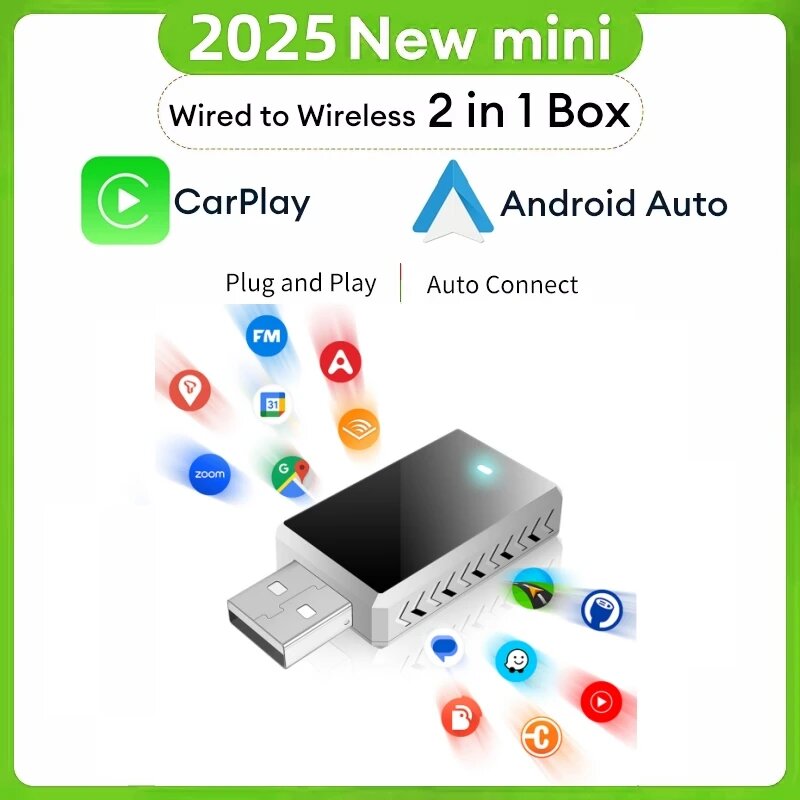 Беспроводной мини-бокс LEXXSON 2-в-1 CarPlay AI поддерживает автомобильные системы Android, работает по принципу «подключи и работай», автоматически подключается и совместим с 99% моделей автомобилей, что делает его подходящим для автомобильных магнитол.