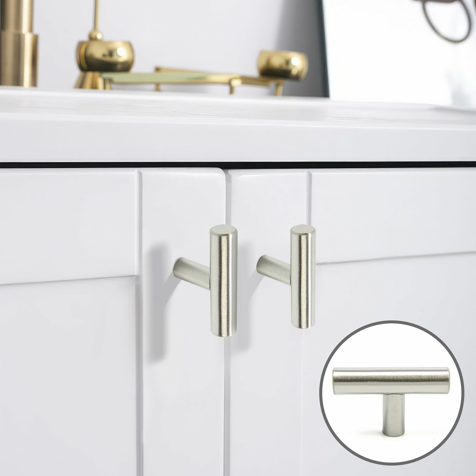 Ручка-кнопка PK332 LIGHT, d=12 мм, цвет сатиновый никель, цвет: сатиновый никель