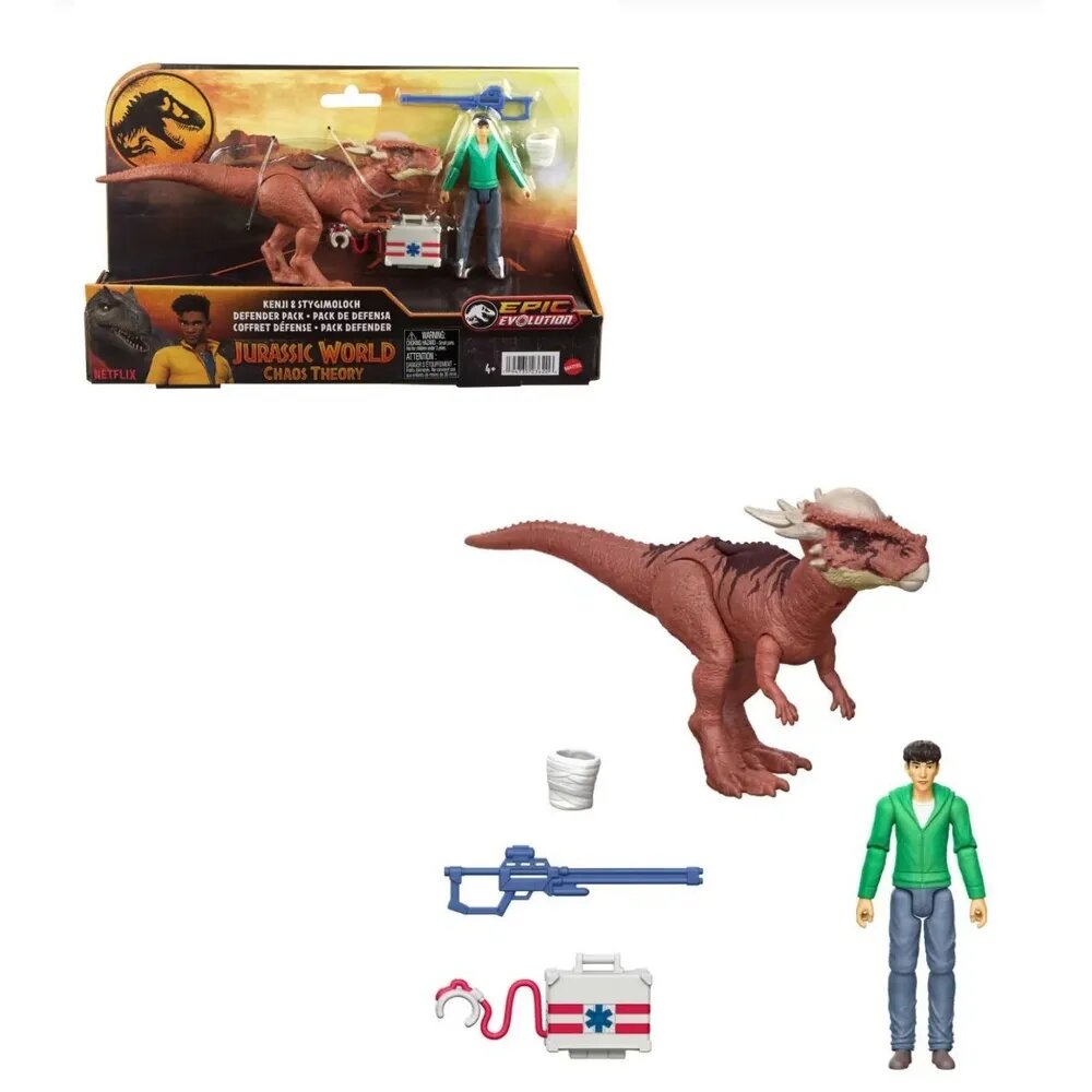Игрушки mattel фигурки Jurassic World: Chaos Theory Defender Storypack, Kenji & Stygimoloch Action Figure Toys & Accessories