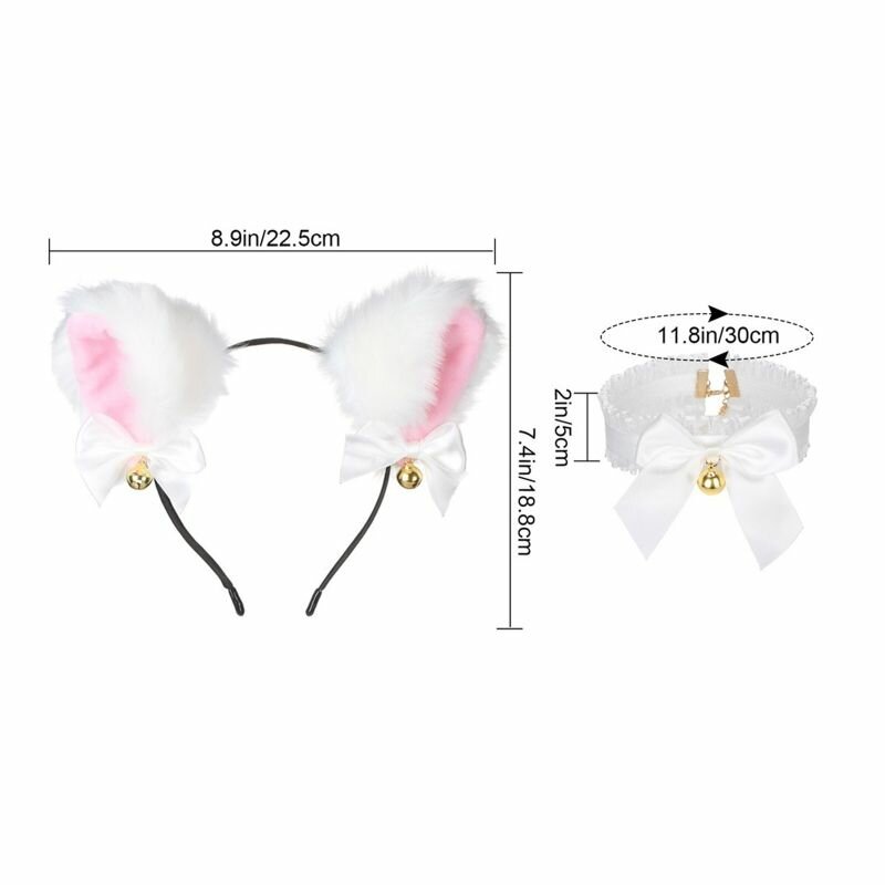Имитация ушей животных, плюшевый головной убор, кошачьи ушки, кошачий хвост, набор для косплея-черный из трех частей
