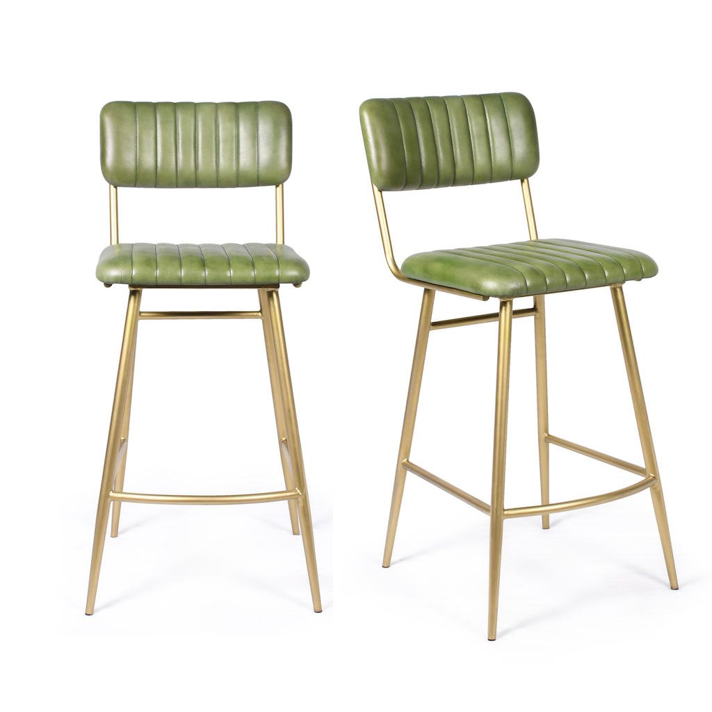 Комплект из 2-х барных стульев, керала II Грин, натуральная кожа